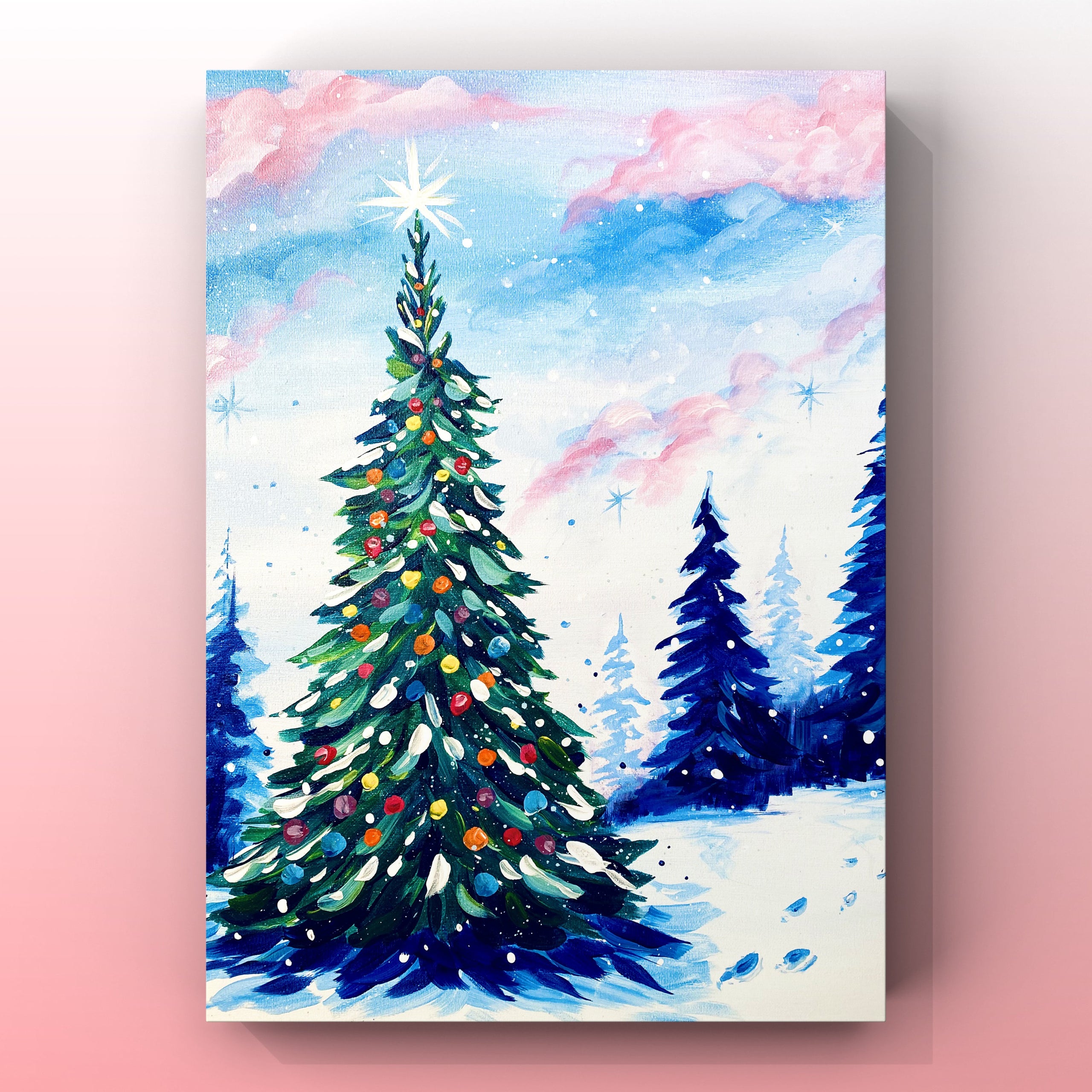 Christmas Tree ACRYLIC CANVAS PAINTING TUTORIAL